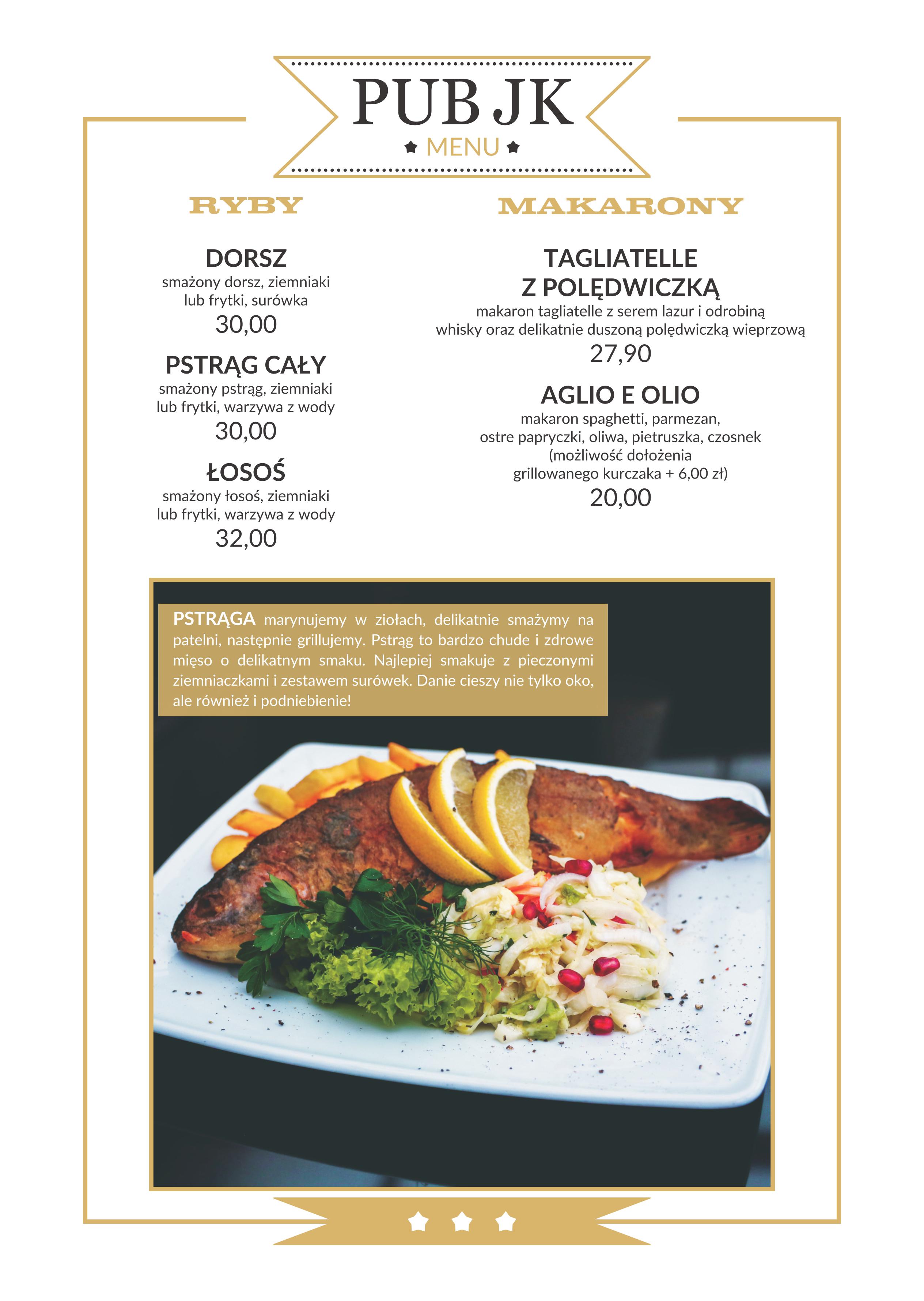 Menu – Pub JK Restauracja Warszawa Gocław